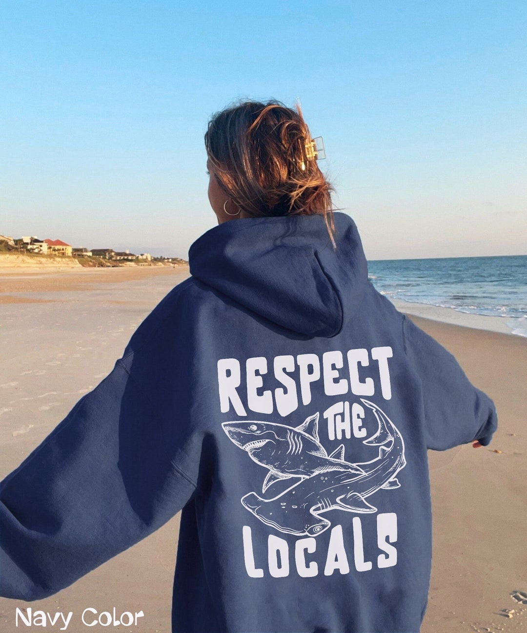 Respect the Locals Great White Shark Sweatshirt Save the Local Sharks ...