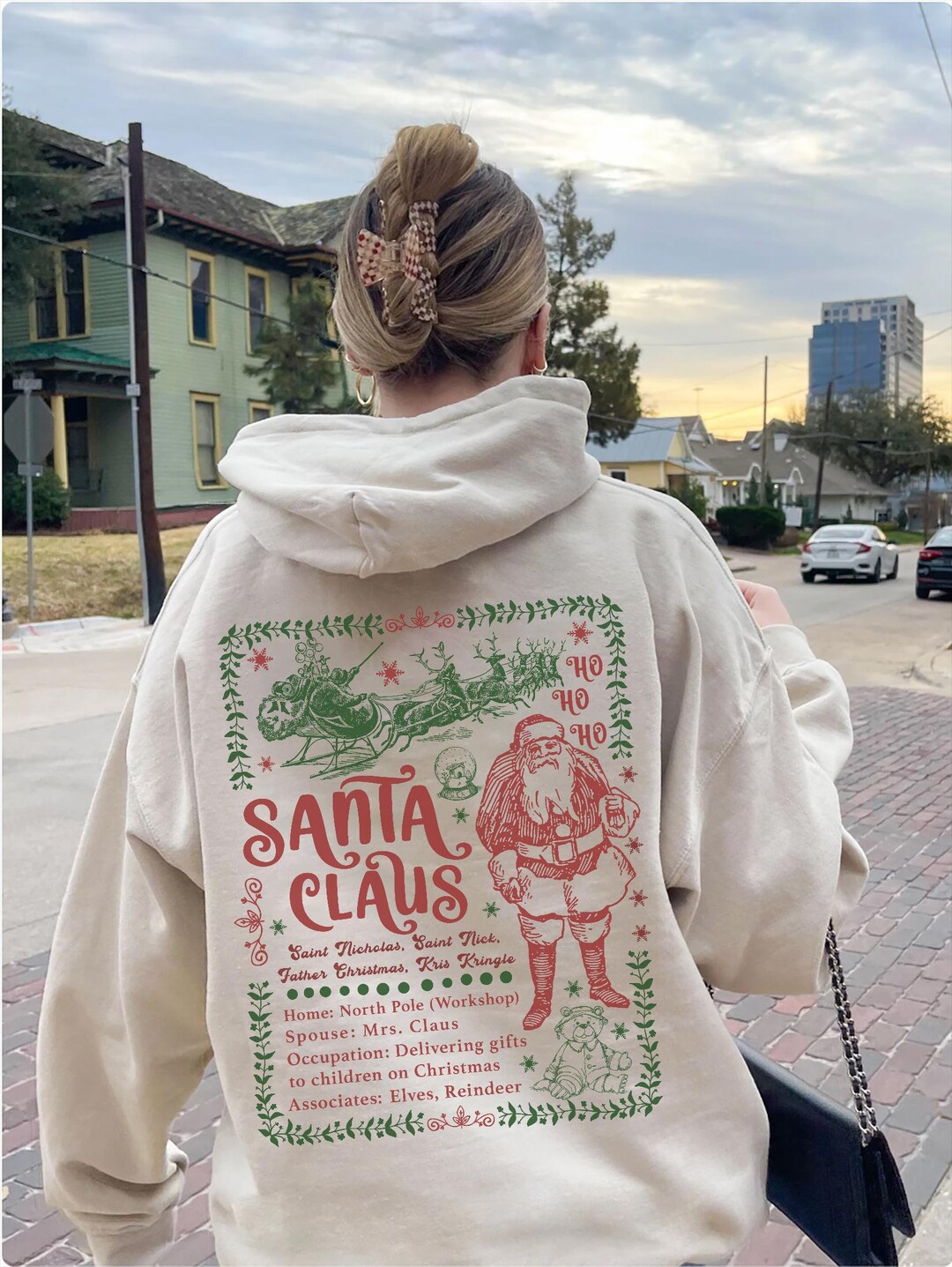 Y2k Santa Claus Hoodie Vintage Santa Book Page Sweatshirt Christmas ...