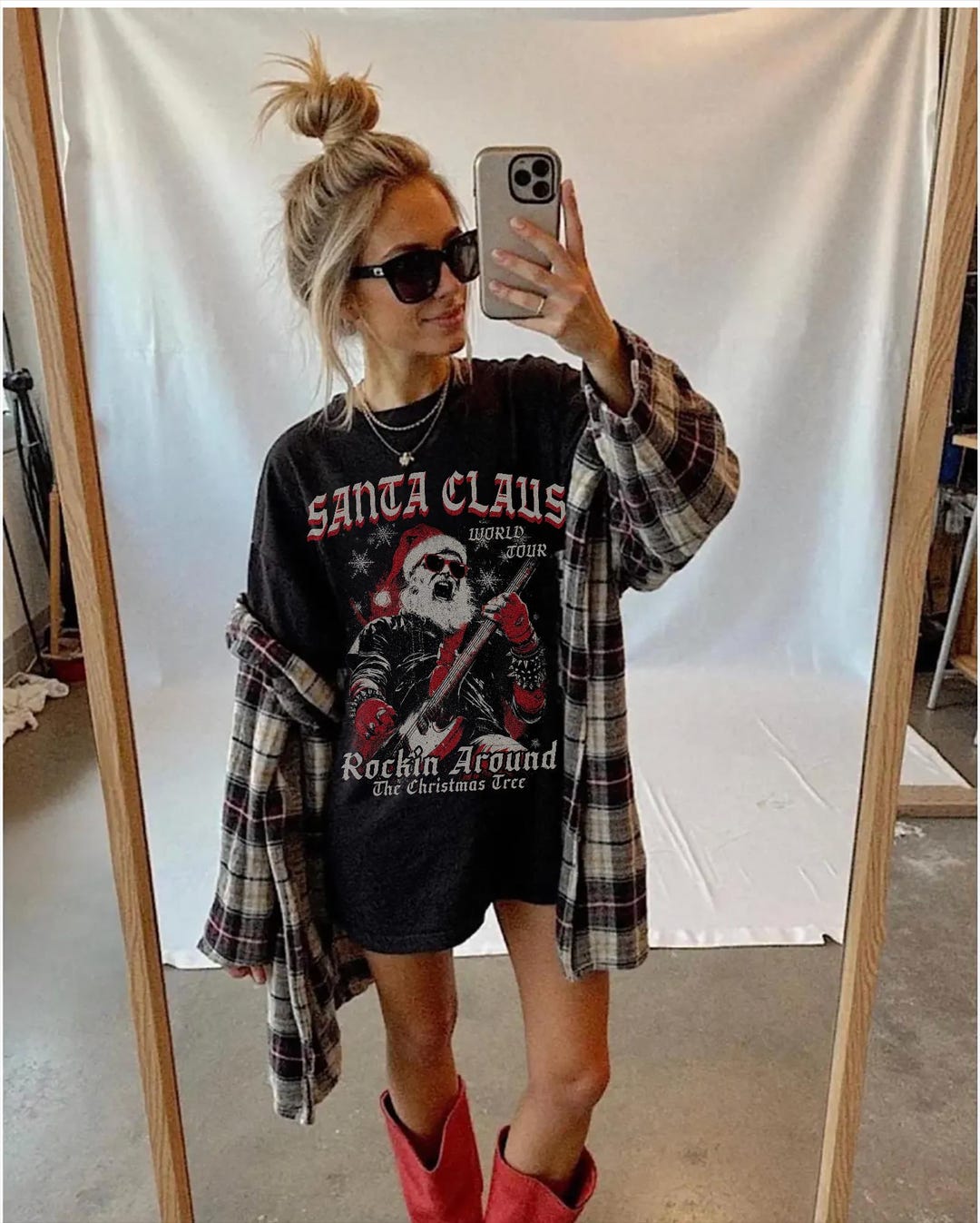 Vintage Santa Claus World Tour Comfort Colors Two Side T- Shirt ...