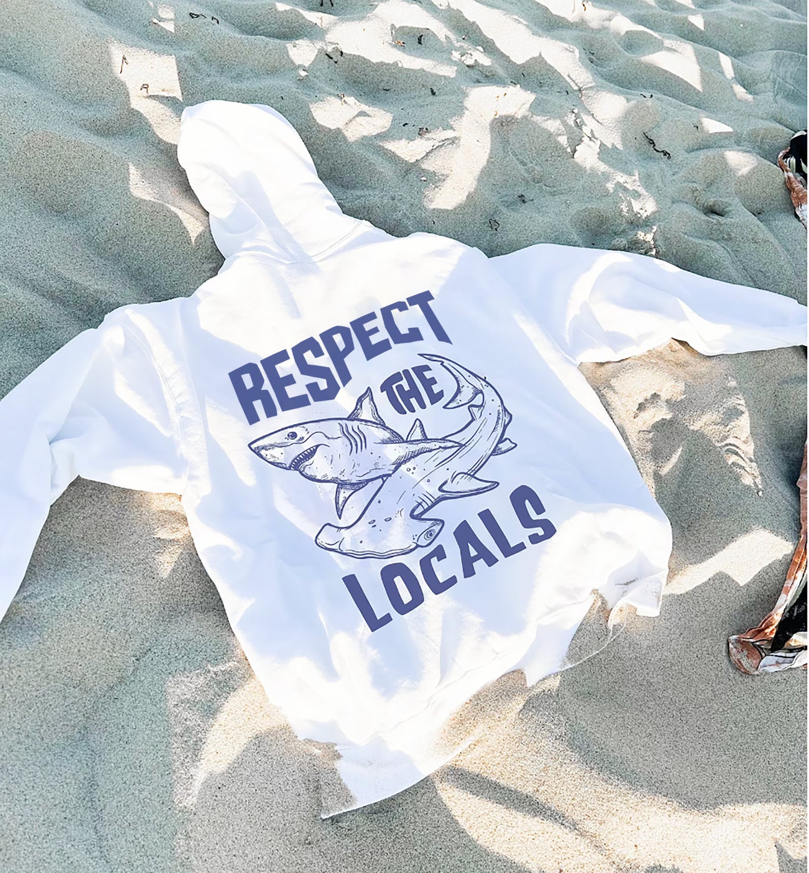 Protect Local Sharks Hooded Sweatshirt Respect the Locals Sweater Shark ...
