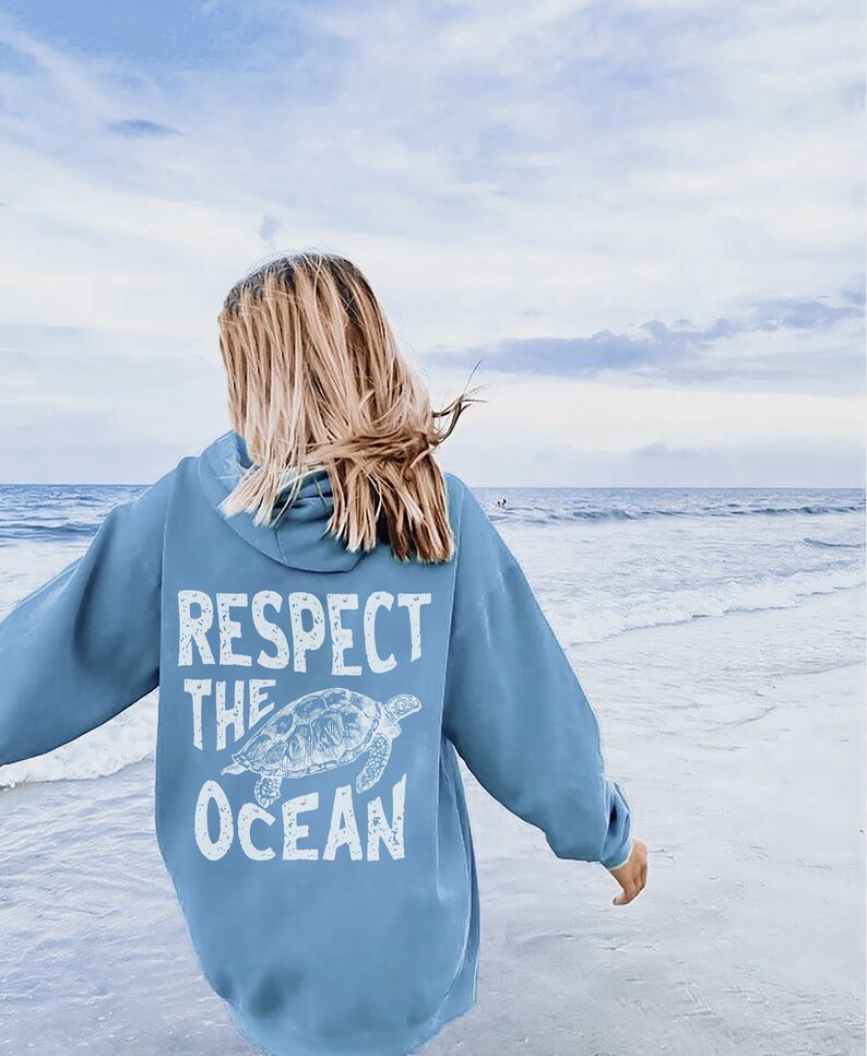 Respect the Ocean Hoodie Ocean Surf Hoodie Carolina Blue - Etsy