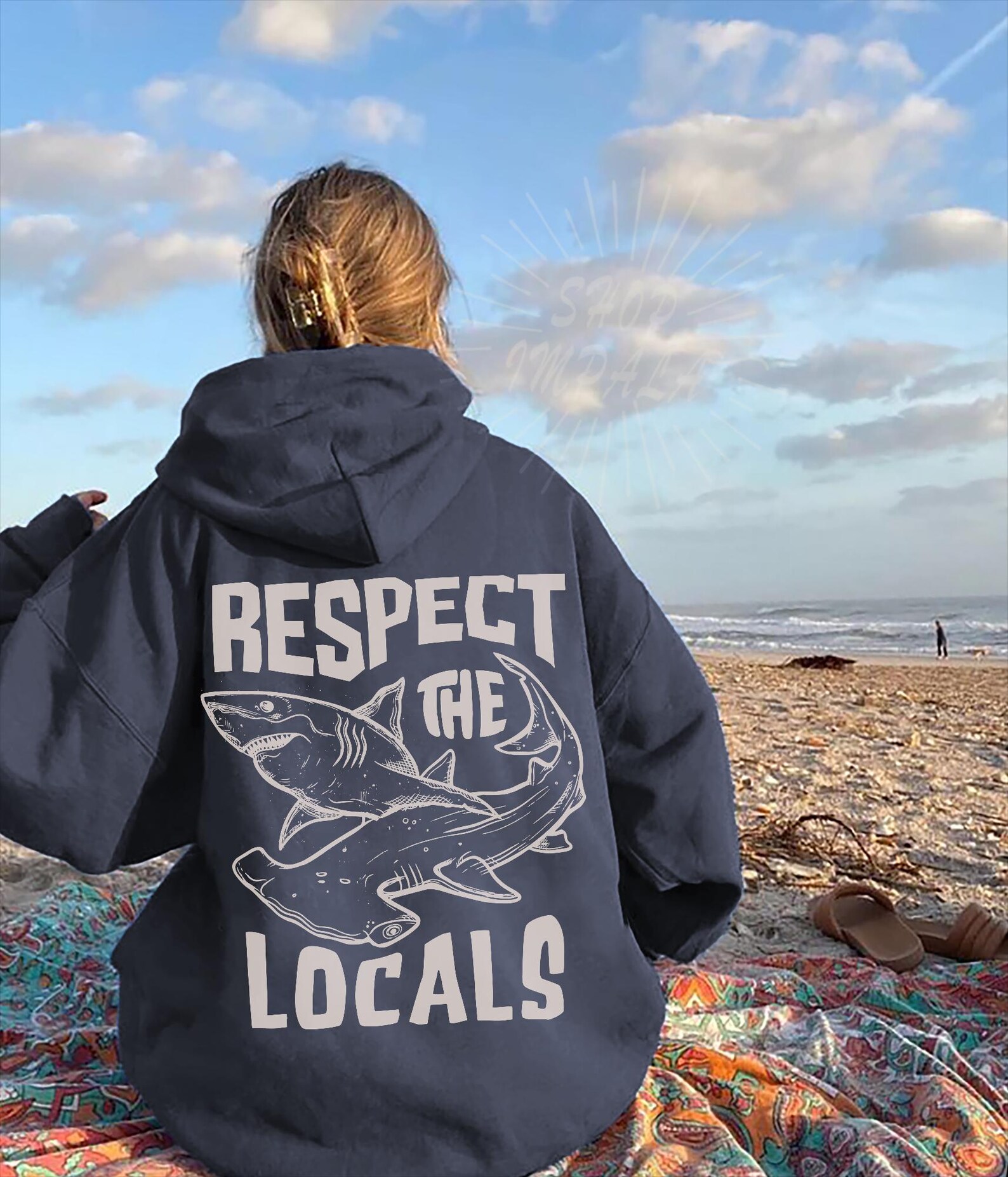 Protect Local Sharks Hooded Sweatshirt Respect the Locals Sweater Shark ...