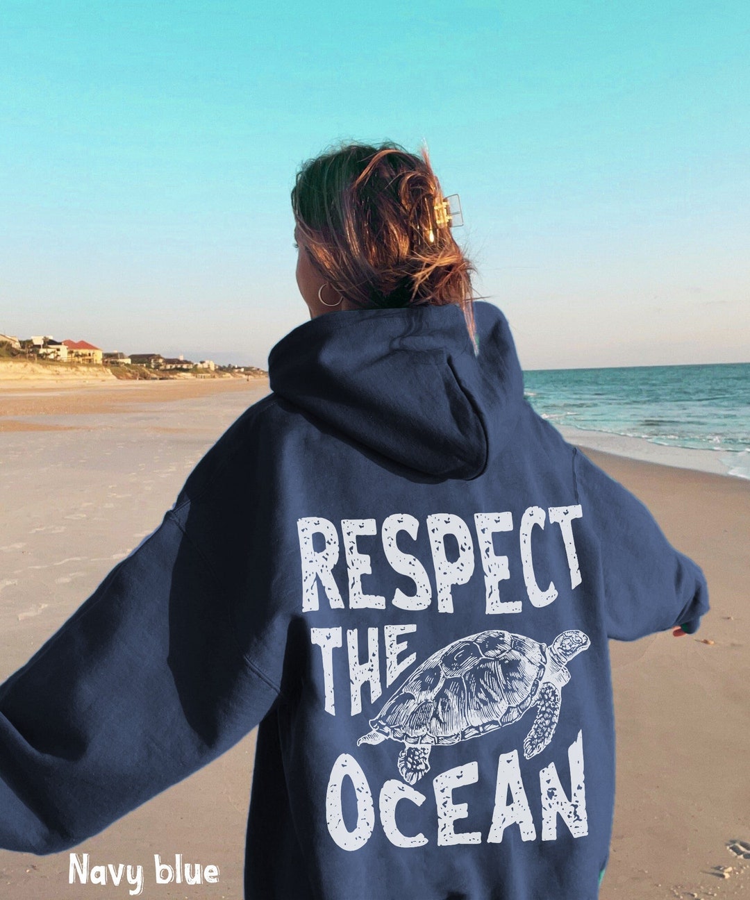 Respect the Ocean Hoodie - Ocean Surf Hoodie Carolina Blue Hoodie Words ...