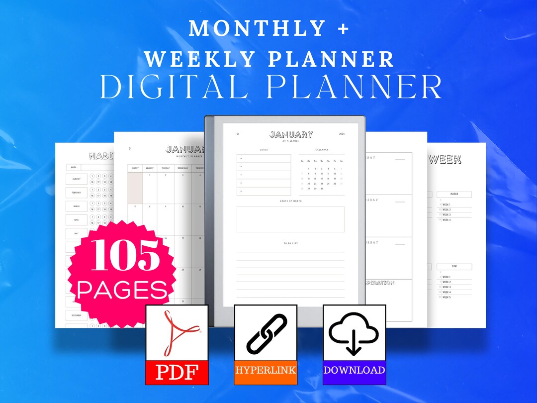 2024 Digital Planner, Remarkable 2 Template, Kindle Scribe, Ipad ...