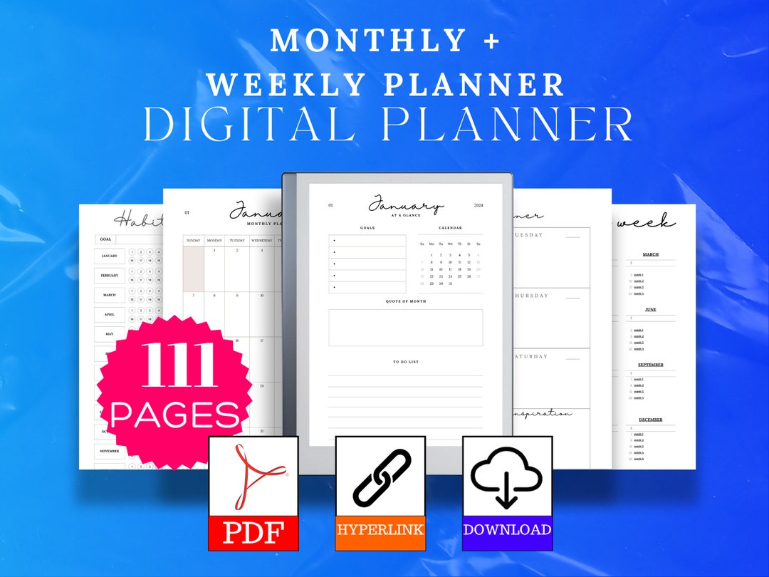 2024 Digital Planner, Remarkable 2 Template, Kindle Scribe, Ipad ...
