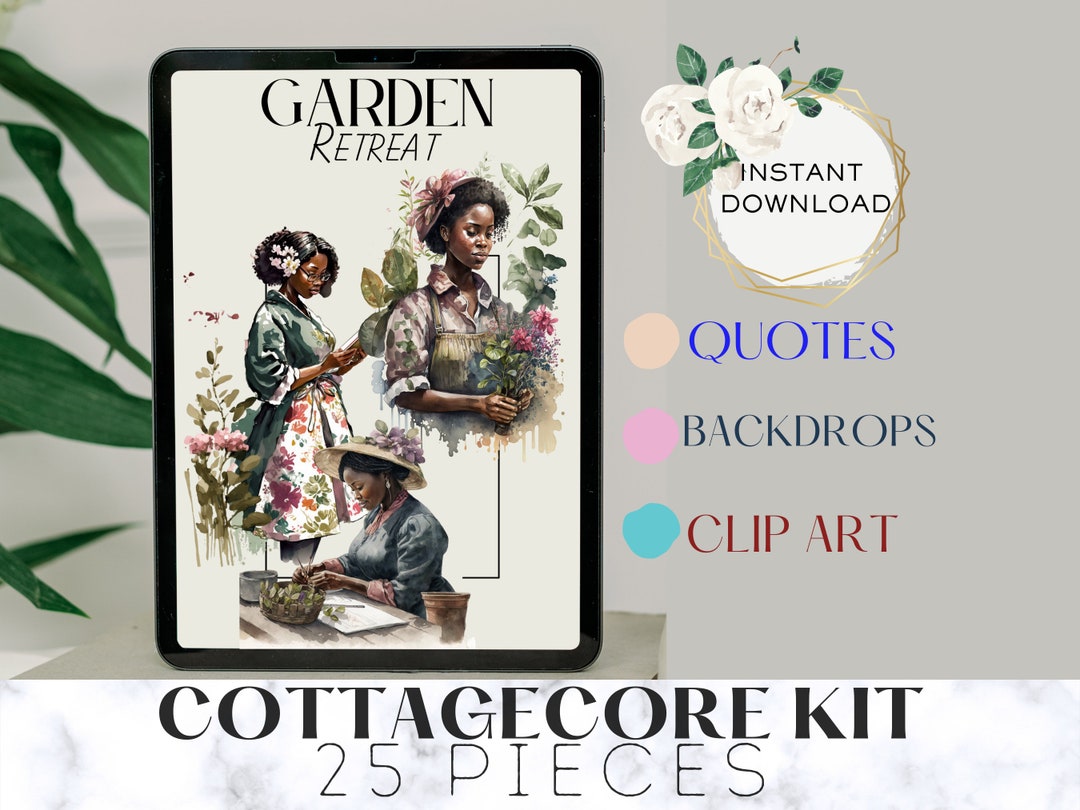 Vision Board Kit Cottage Core Black Girl Clipart - Etsy