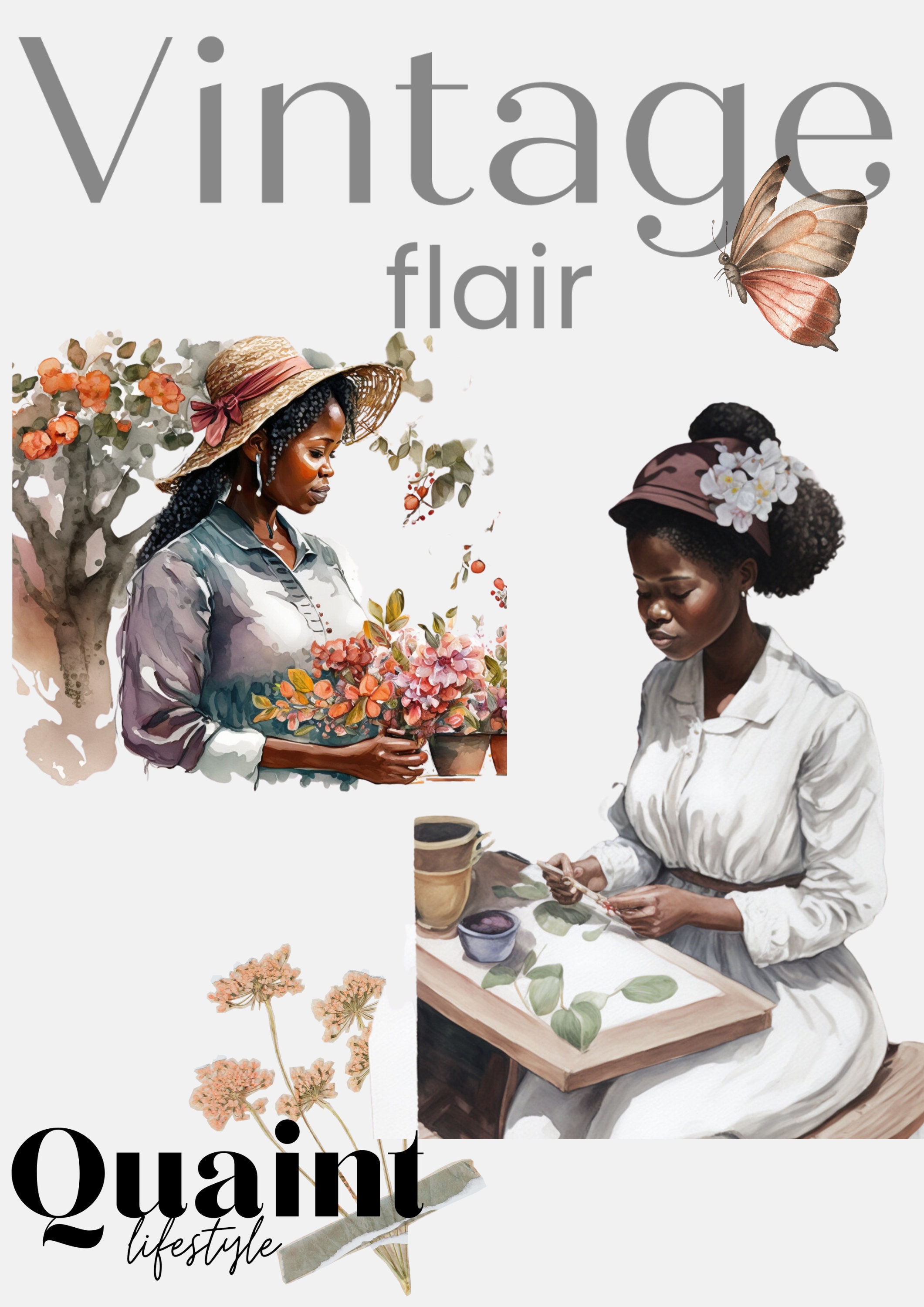 Vision Board Kit Cottage Core Black Girl Clipart - Etsy