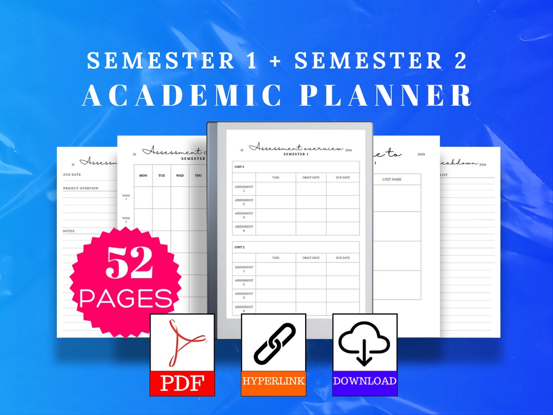 2024 Academic Planner, Three Term, Weekly, Remarkable 2 Template ...