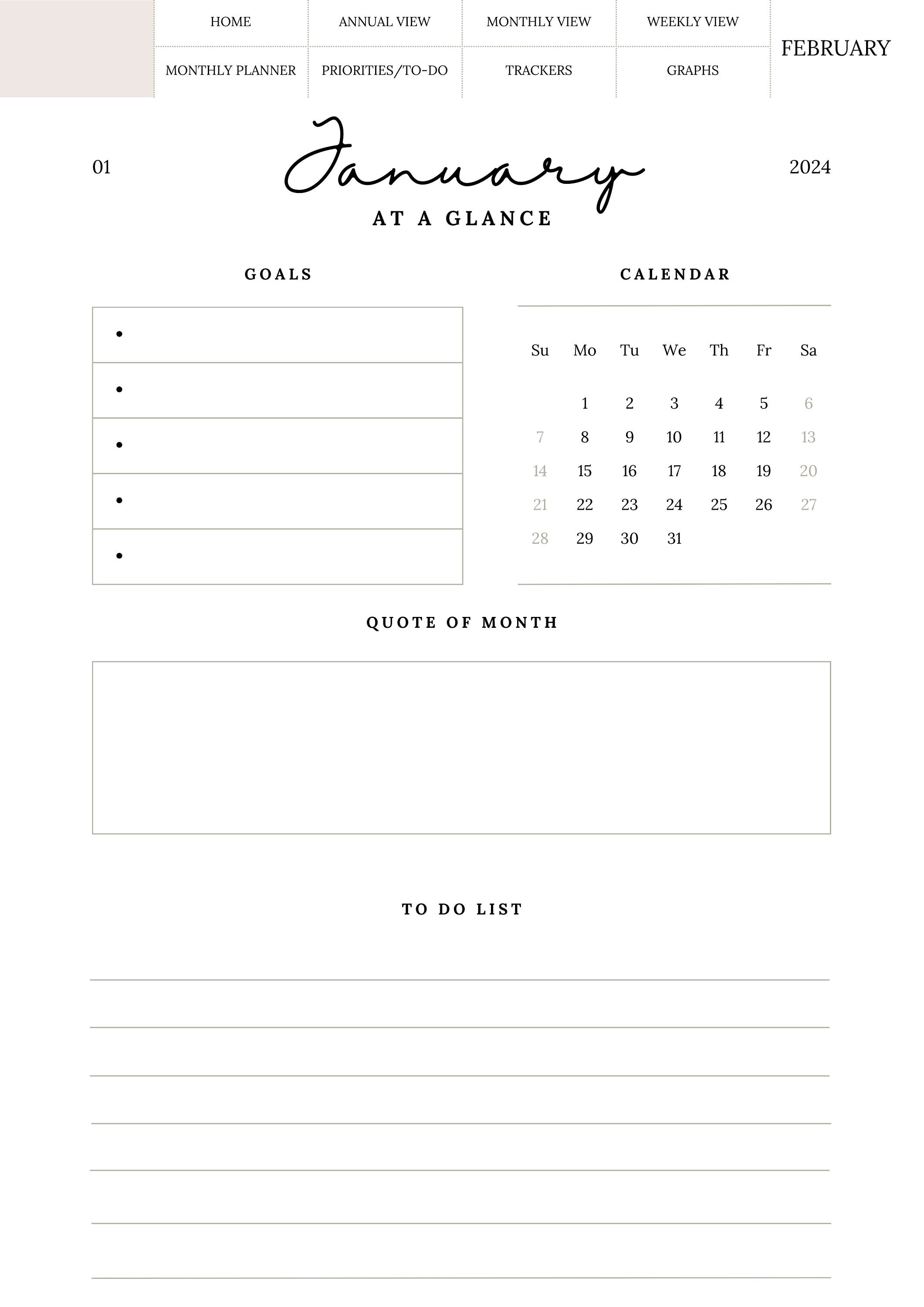 2024 Customisable Font Digital Planner, Remarkable 2 Template, Kindle ...