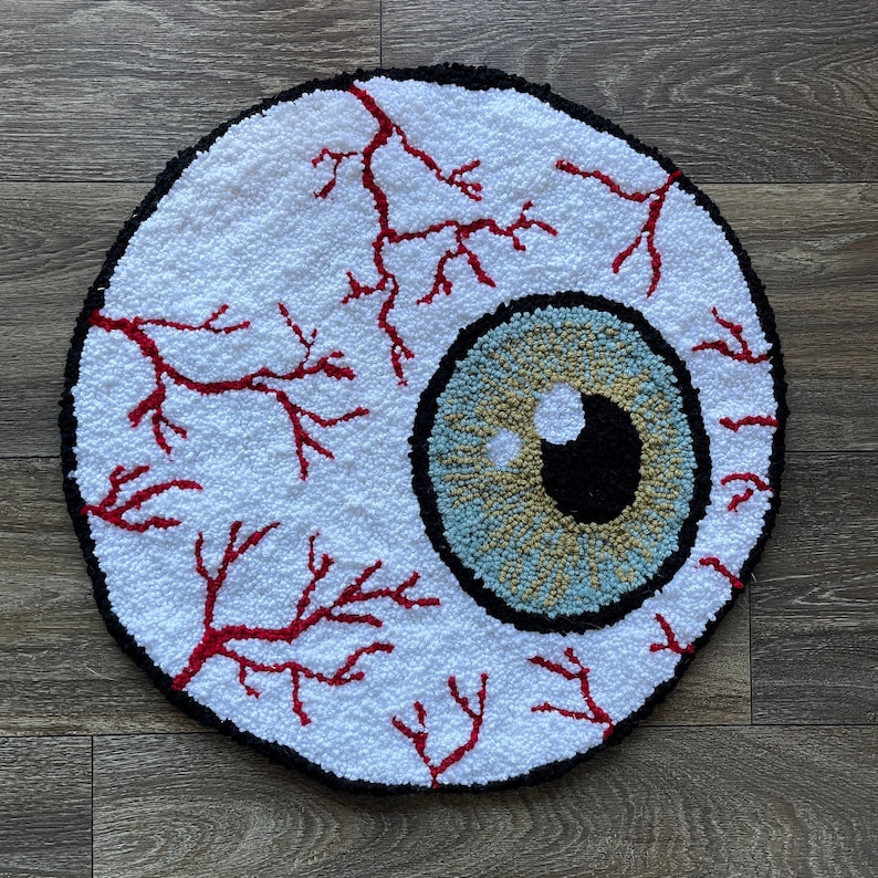 Punch Needle Eyeball Rug / Handmade, Decorative Accent Rug - Etsy