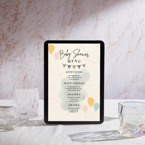 Baby Shower Menu, Food Menu Template, Editable Baby Shower Menu - Etsy