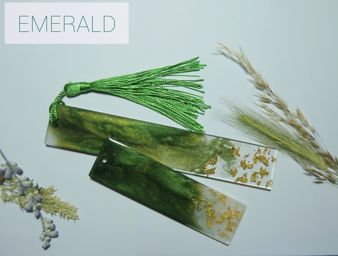 Handmade Resin Bookmark emerald - Etsy UK