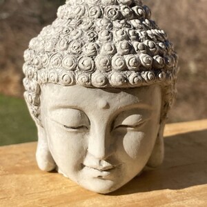 Buddha Head Statue | Concrete Cement Buddha Art for Zen Garden Desk ...