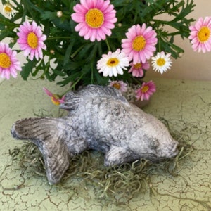 Stone Koi Fish Statue | Cement Fish Statue | Concrete Pond Decor | Fish ...