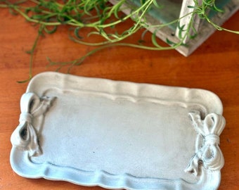 Pink Bow Tray, Jewelry Dish, Bow Ring Holder, Trinket Dishes, Bow Decor ...