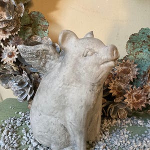 Flying Pig Statue | Pig Decor | When Pigs Fly Figurine | Concrete Farm ...
