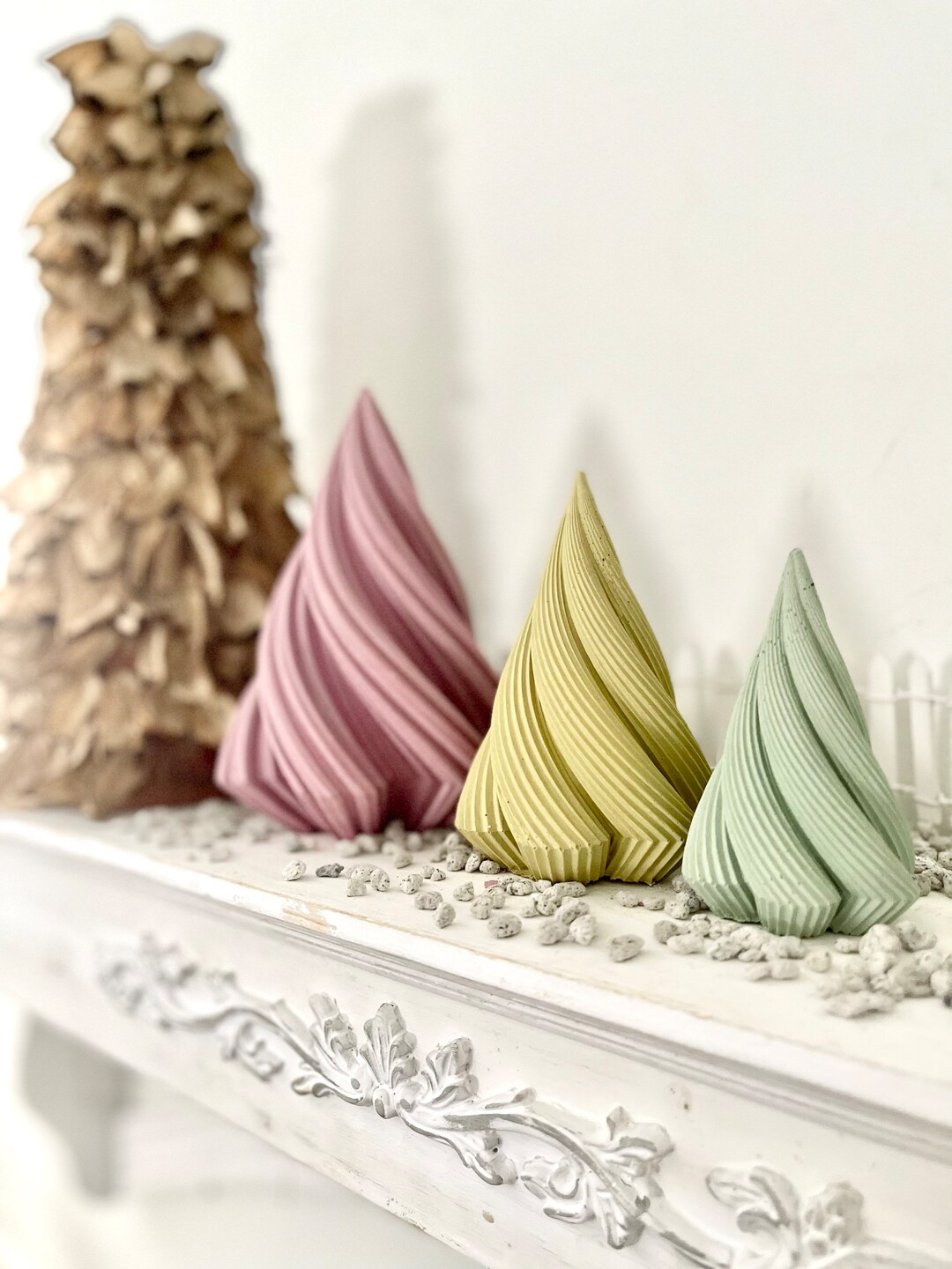 Colorful Cement Tree Statues Concrete Trees Pastel Decor Handmade ...