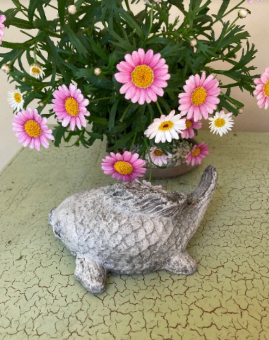 Stone Koi Fish Statue | Cement Fish Statue | Concrete Pond Decor | Fish ...