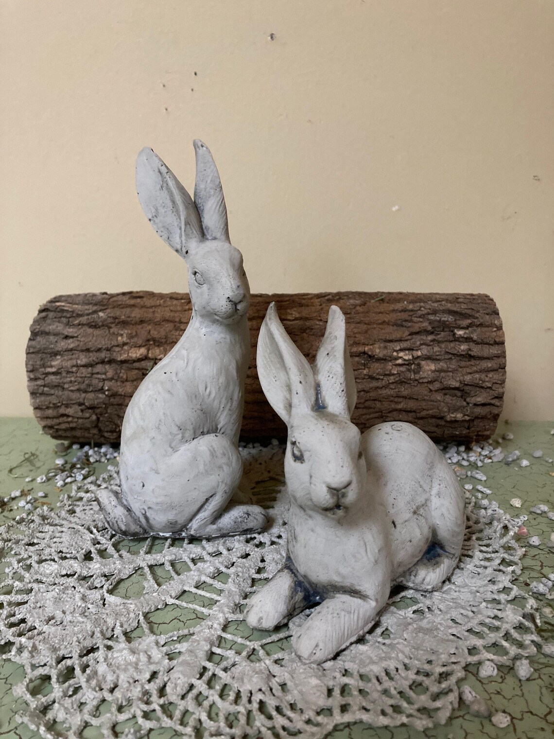 French Country Bunny Rabbit Statues Easter Decor | Regal Bunny Spring ...