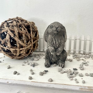 Stone Furry Woodland Bunny Statue | Mini Bunny Figurine | Nursery Bunny ...