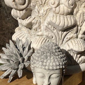 Buddha Head Statue | Concrete Cement Buddha Art for Zen Garden Desk ...