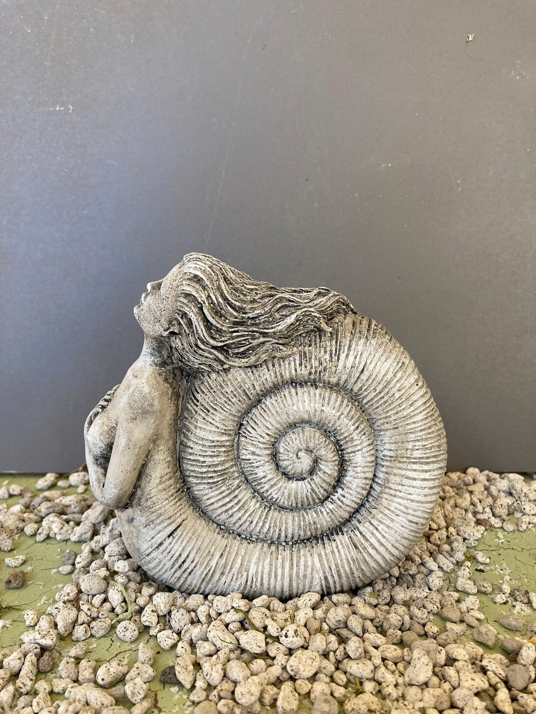 Concrete Mermaid Nautical Sea Shell Garden Statue Nautical Decor ...