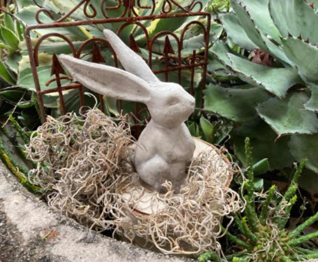 Bunny Rabbit Statue With Long Bunny Ears | Cement Bunny Decor | Gift ...