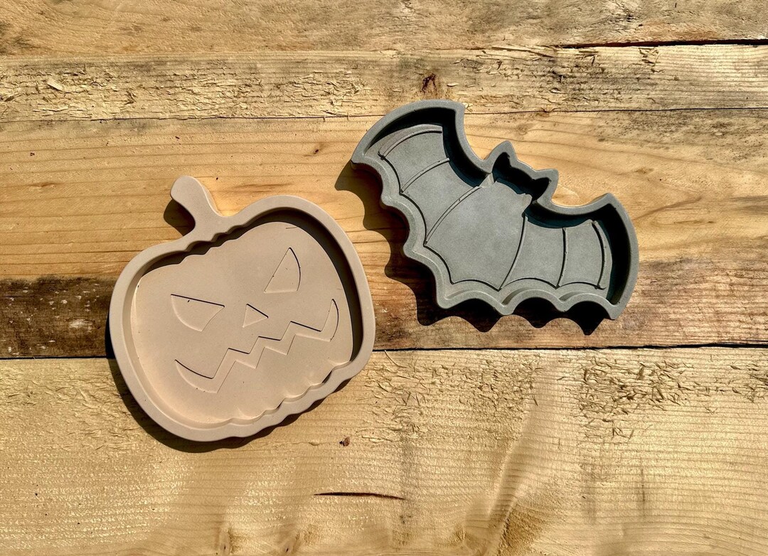 Spooky Halloween Trays Pumpkin Tray or Bat Tray | Concrete Pumpkin ...