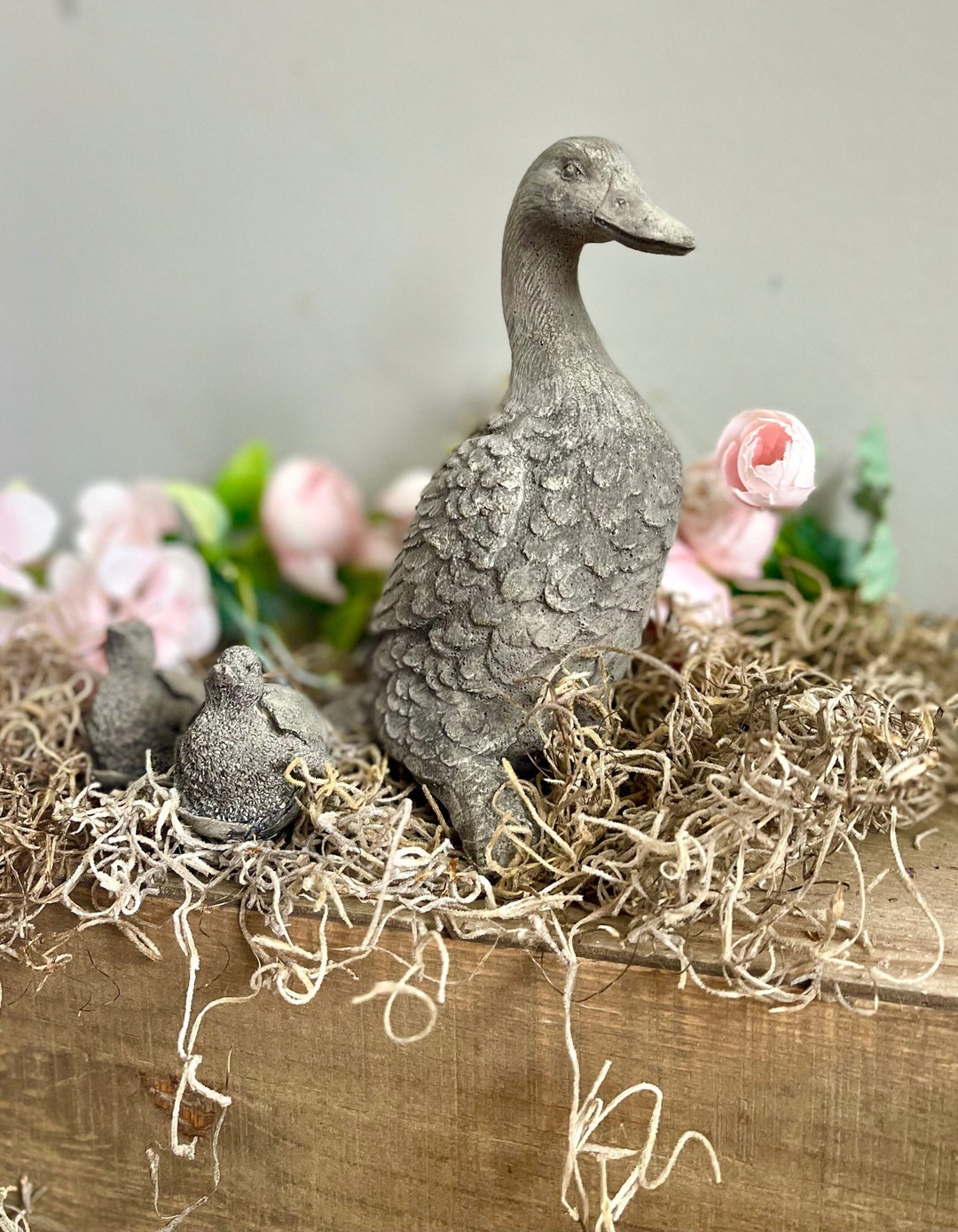 Concrete Duck Statue With Ducklings Mama Duck & Ducklings - Etsy