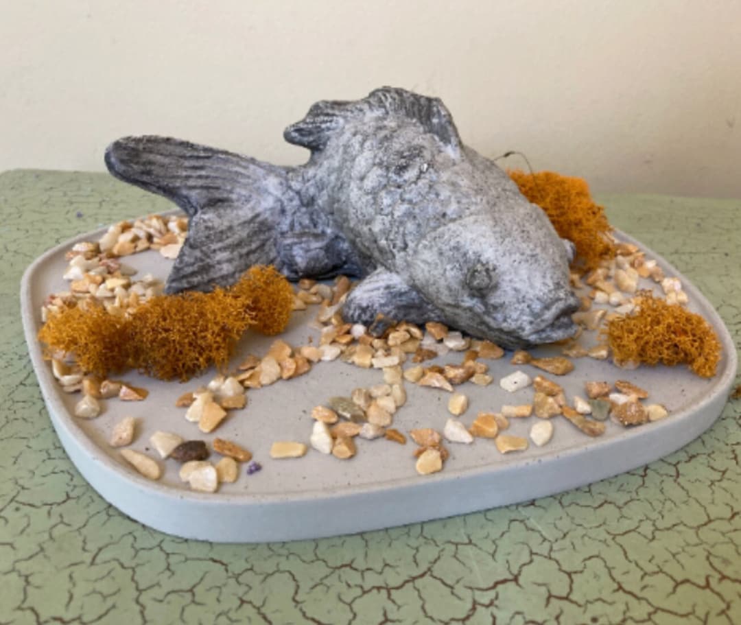 Stone Koi Fish Statue | Cement Fish Statue | Concrete Pond Decor | Fish ...