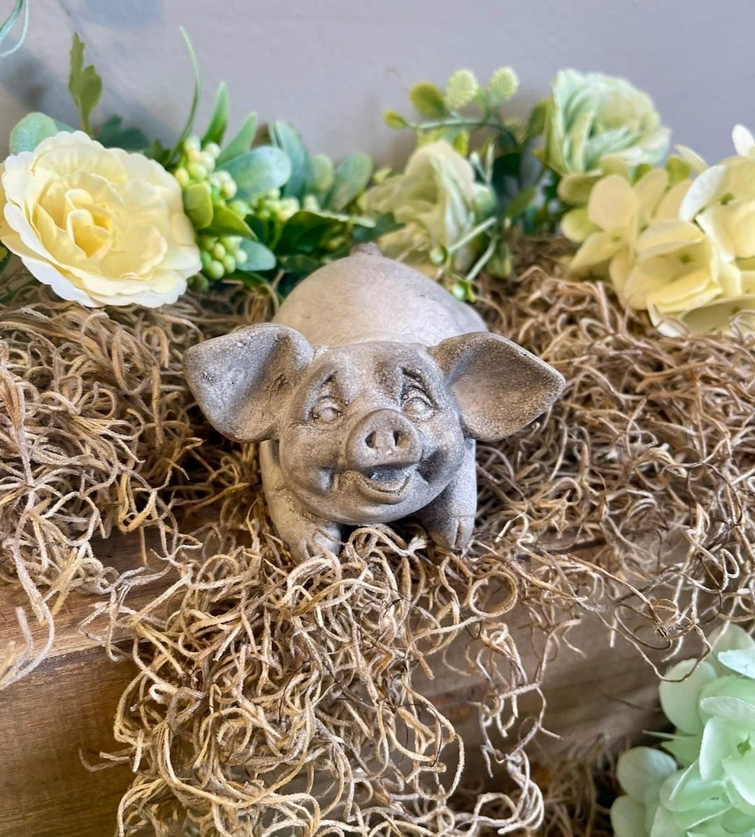 Cheerful Pig Statue With Big Ears | Cheerful Pig Figurine | Farmhouse ...