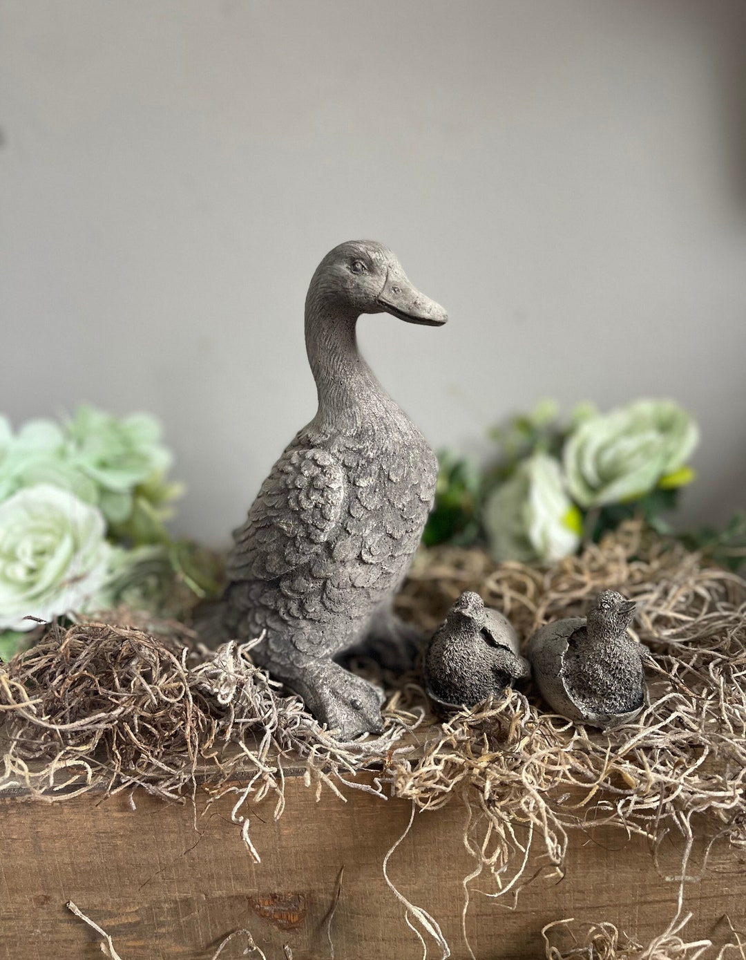 Concrete Duck Statue With Ducklings Mama Duck & Ducklings Garden ...