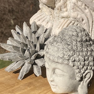 Buddha Head Statue | Concrete Cement Buddha Art for Zen Garden Desk ...