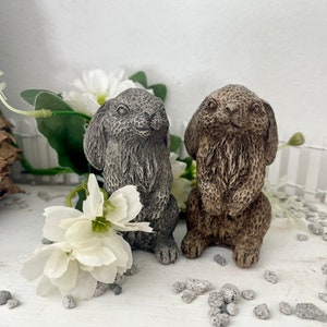 Stone Furry Woodland Bunny Statue | Mini Bunny Figurine | Nursery Bunny ...