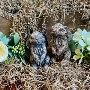 Stone Furry Woodland Bunny Statue | Mini Bunny Figurine | Nursery Bunny ...
