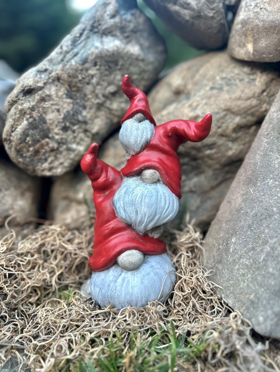 Stacked Garden Gnome Statues Custom Gnome Hat Statue Cement Fall ...