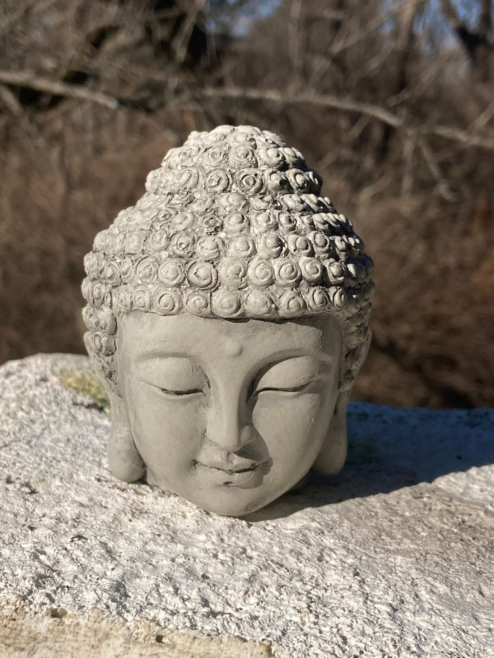 Buddha Head Statue | Concrete Cement Buddha Art for Zen Garden Desk ...