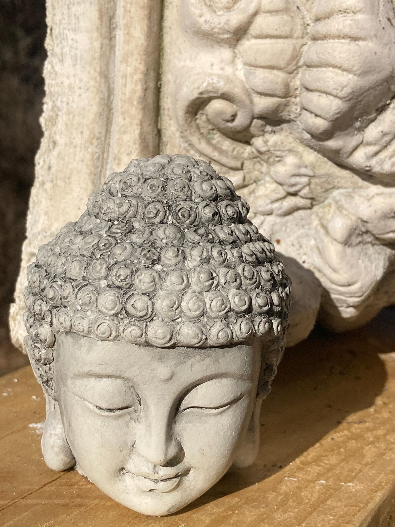 Buddha Head Statue | Concrete Cement Buddha Art for Zen Garden Desk ...