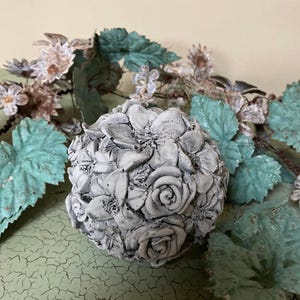 Rose Garden Ornament | Handmade Rose Garden Sphere | Cement Orb ...
