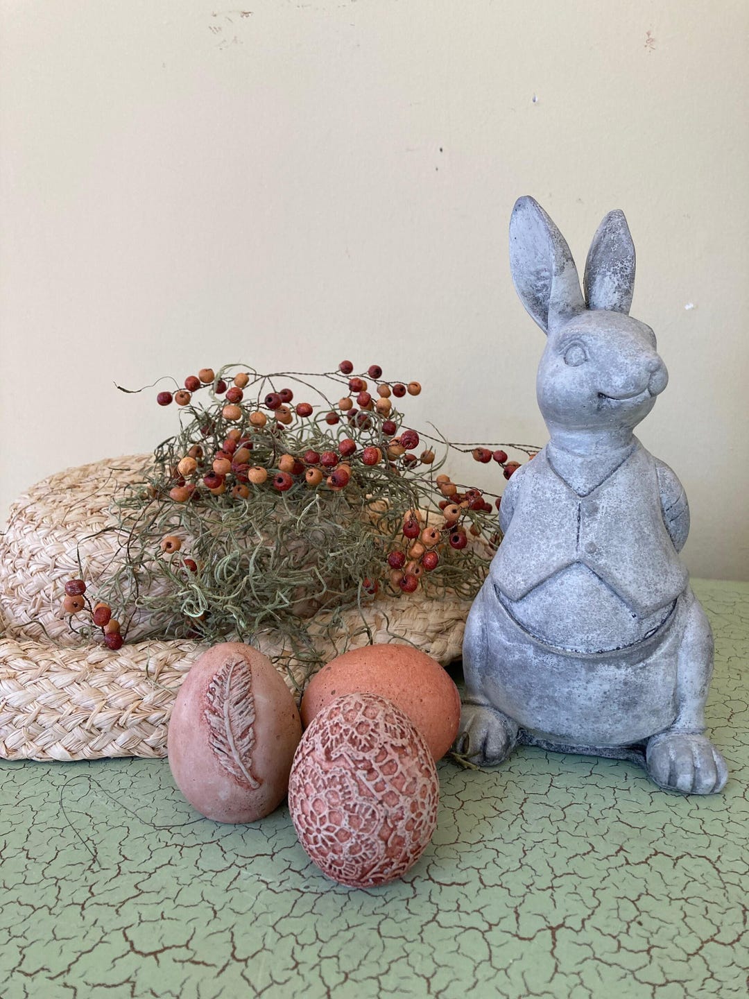 French Country Rabbit Statue Bunny in Vest Peter Rabbit Figurine ...