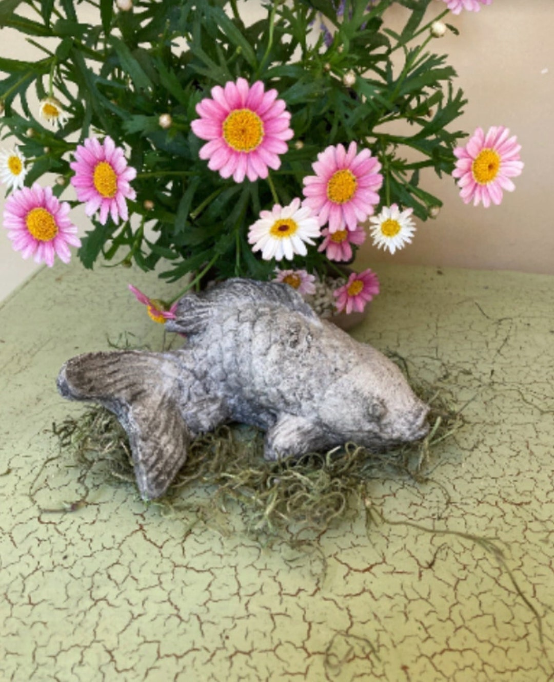 Stone Koi Fish Statue Cement Fish Statue Concrete Pond Decor Fish ...