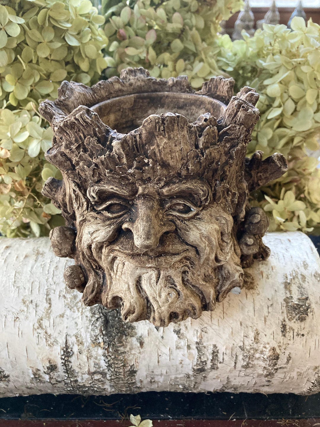 Log Face Cement Plante Woodland Head Planter Pot | Unique Wood Planter ...