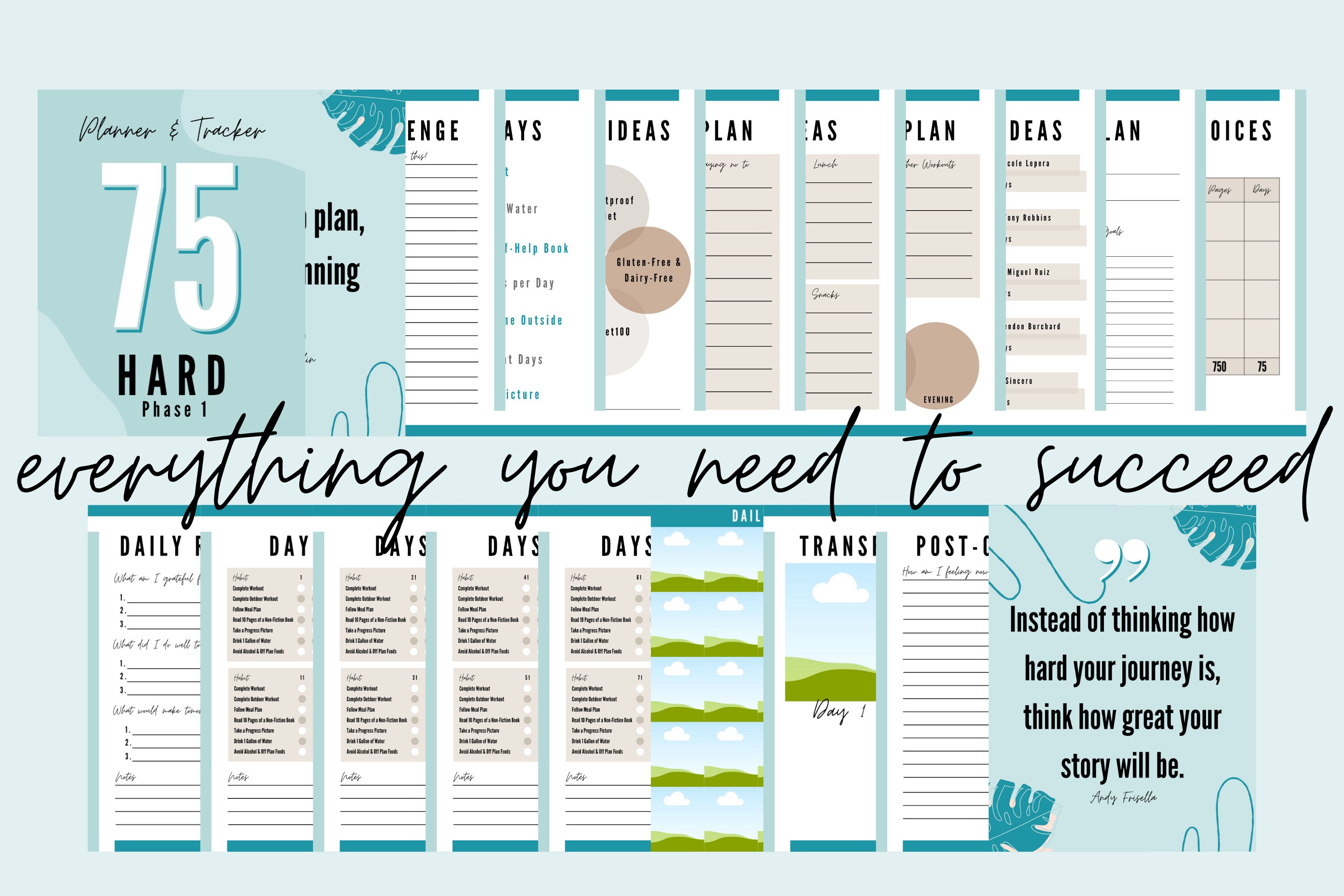 75 Hard Planner & Tracker 75 Hard Printable 75 Hard Challenge Printable ...