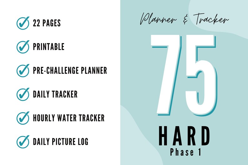 75 Hard Planner & Tracker 75 Hard Printable 75 Hard Challenge Printable ...