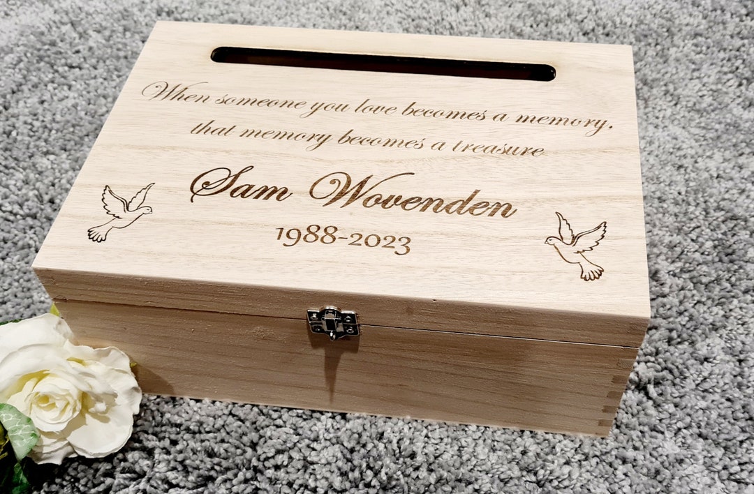 Personalized Wooden Card Box: Memorial Keepsake With Lock - Etsy