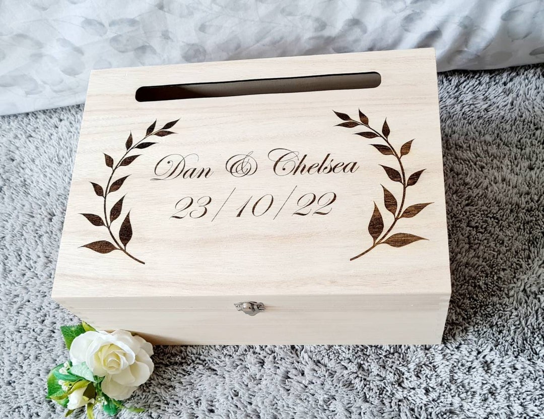 Personalised Wooden Card Box - Post Box, Wedding Cards - Memory Box ...
