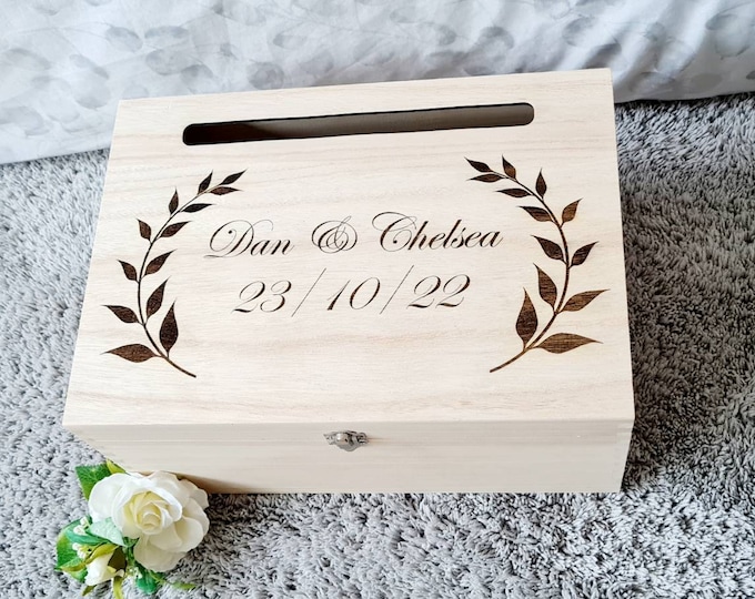Personalised Wooden Card Box - Post Box, Wedding Cards - Memory Box ...