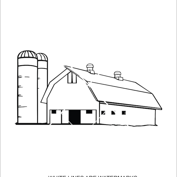 Barn and Silo - Etsy