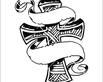 Scroll Cross Tattoo - Etsy