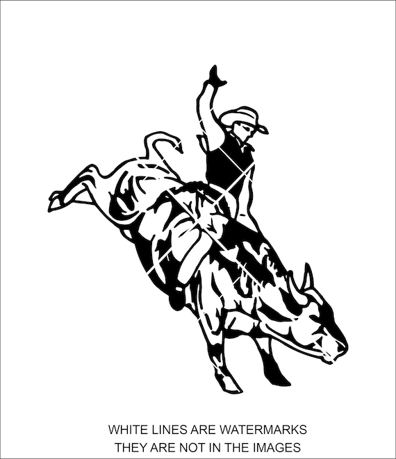 Black And White Bull Riding Clip Art